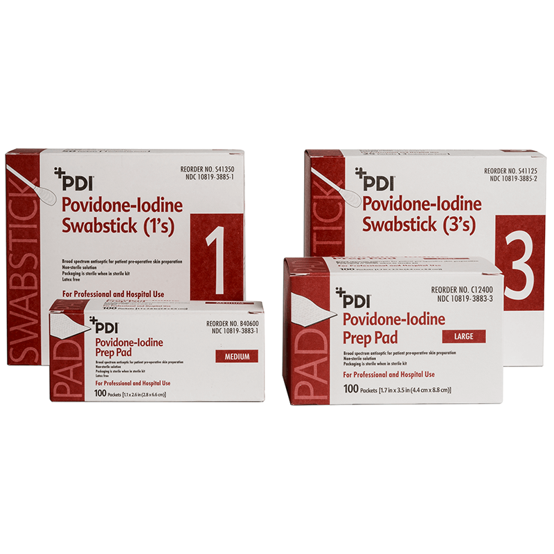 PDI PVP Iodine Prep Pads and Swabsticks - Antiseptic Solution for Woun ...